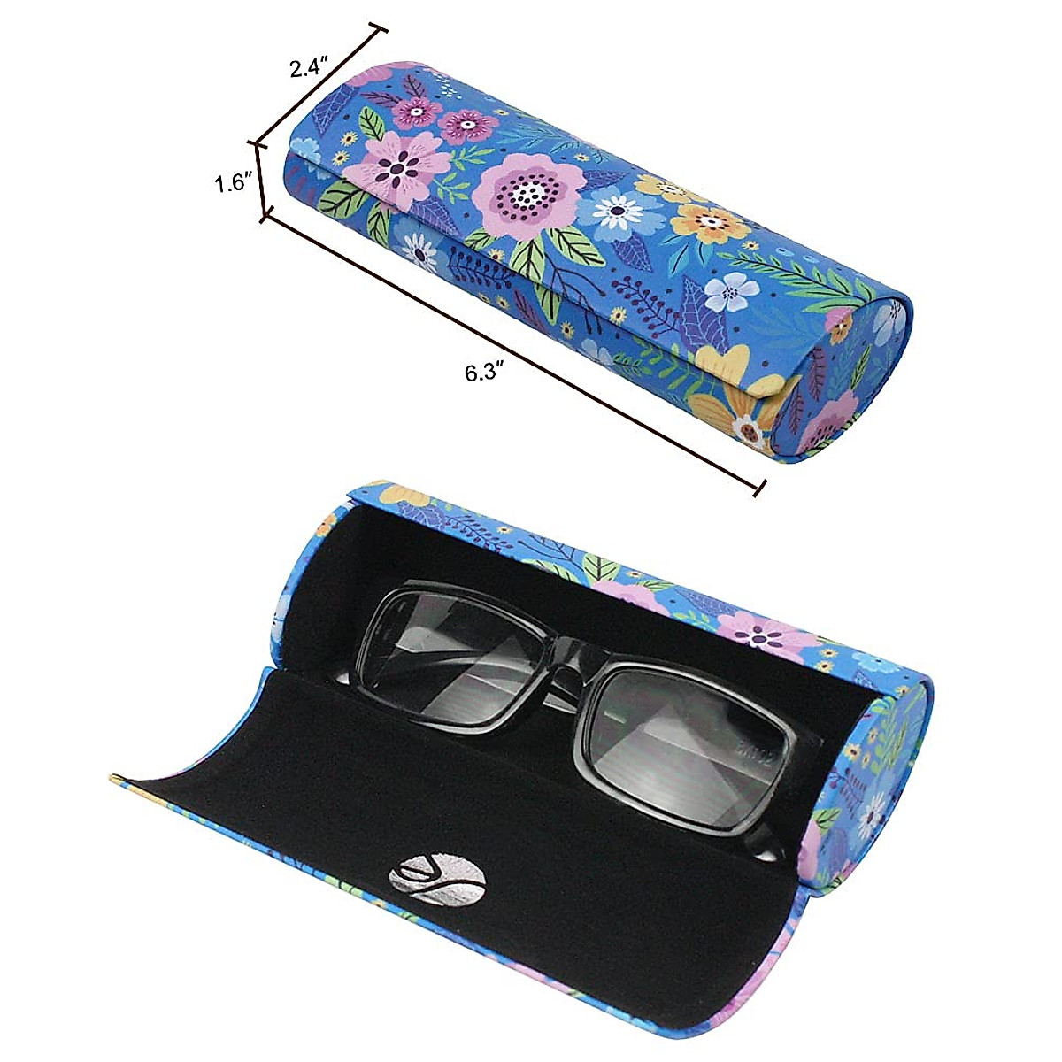 JAVOedge [3 PACK] Floral Pattern Long Oval Hard Eyeglass Case with Magnetic Enclosure - Style C