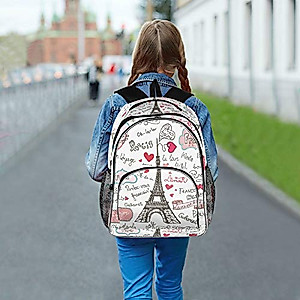 ALAZA Paris Badges French Eiffel Tower Love Laptop Outdoor Backpack for Women Men,Fits Under 15.6 Inch Laptop