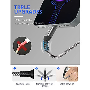 JIUWFOX Micro USB Android Charger Cable [2-Pack 4ft+6ft], Light Up Micro USB Charging Cable for Samsung Galaxy S7 Edge S6 S5 J7 J7V J5 J3, Moto E6 E5 E4, LG K40 K20, Xbox, PS4