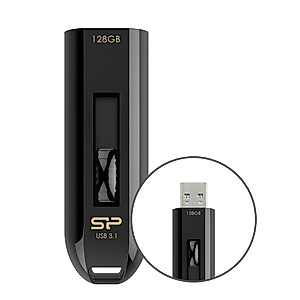 Silicon Power 128GB Entry Level USB 3.0 Flash Drive B21 Thumb Drives Bulk Jump Drive Zip Drive Memory Stick Capless Design Black (SP128GBUF3B21VSK)