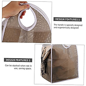 Sundry For Washing Shopping Collapsible Foldable Vegetable Handles with Laundry Home Travel Dirty Basket Holder Khaki Storage Mesh Bags Bag Handbag Organizer Clothes Hamper