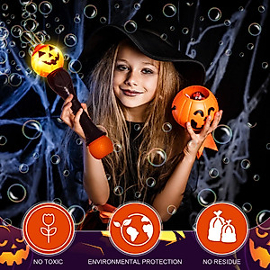 Poen 4 Set Graduation Bubble Wand Light up Pumpkin Bubble Blower Wand Illuminating Bubble Blower Wand Flashing LED Wand with Thrilling LED and Sound Effect Halloween Party Favors Gift Halloween