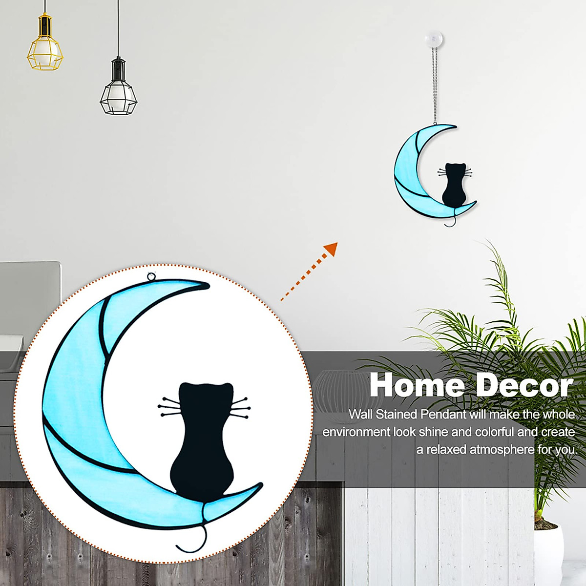 Black cat Sitting on The Moon Metal Decorative Wall Hanging Balcony Garden Decorative cat Gift to People who Love Cats Holiday Birthday Gift to Girls, Mothers or Women (cat Sitting on The Moon)