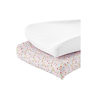 Simple Joys by Carter's Baby 2-Pack Cotton Changing Pad Covers, Floral/Dots, One Size