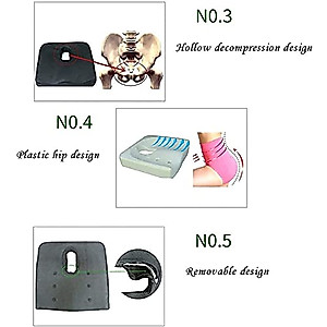 WXLBHD Orthopedic Seat Cushion for Office Chair Memory Foam Car Seat Cushion，Ergonomic Desk Chair Cushion for Tailbone, Lower Back Pain, Sciatica Relief