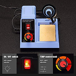 Soldering Iron Station Solder Kit - 48W 110V Soldering Tool Set Temp Adjustable Electric Welding for SMD/PCD/DIY Packed with Iron Tips/Solder Wire/Tip Cleaner/Solder Wire Holder