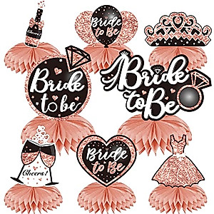8Pcs Bachelorette Party Decorations Bride to Be Honeycomb Centerpieces, Rose Gold Bridal Shower Table Topper Party Supplies, Pink Hens Night Women Table Centerpieces Wedding Engagement Decor