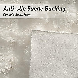 White Fluffy Faux Fur Rug - 2x6 Feet Fuzzy Sheepskin Throw Rug, Ultra Soft Shag Rug for Bedroom,Living Room,Fireplace,Nursery Decor