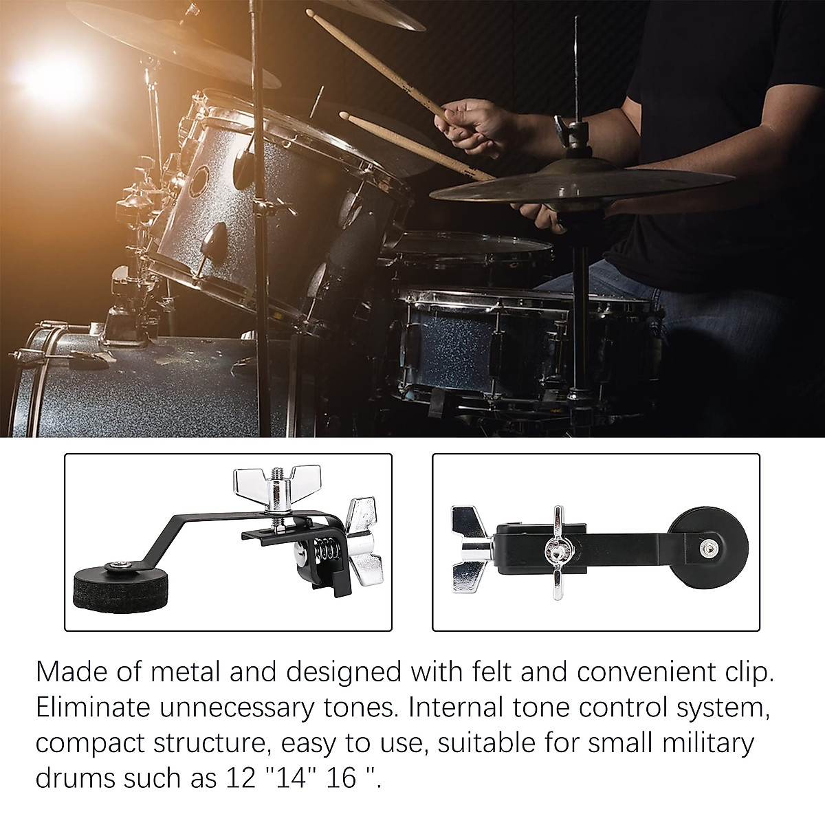 3 Pack Drum Damper Mute Silencer Clamp-on Tone Control Muffler for Vintage & Modern Snares Tom Accessories Black