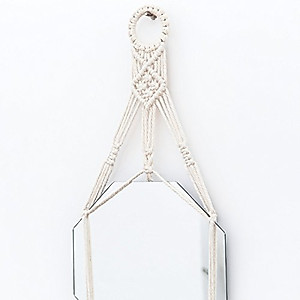 Mkono Macrame Wall Hanging Mirror Boho Geometric Decorative Mirror for Apartment Livingroom Bedroom Dorm Room Entryways