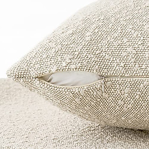 MIULEE Decorative Throw Pillow Cover 12 x 20 Inch Beige Pillowcase Lumbar Pillow Cover Textured Boucle Sofa Couch Home Decors for Living Room Woven Modern Cushion Case