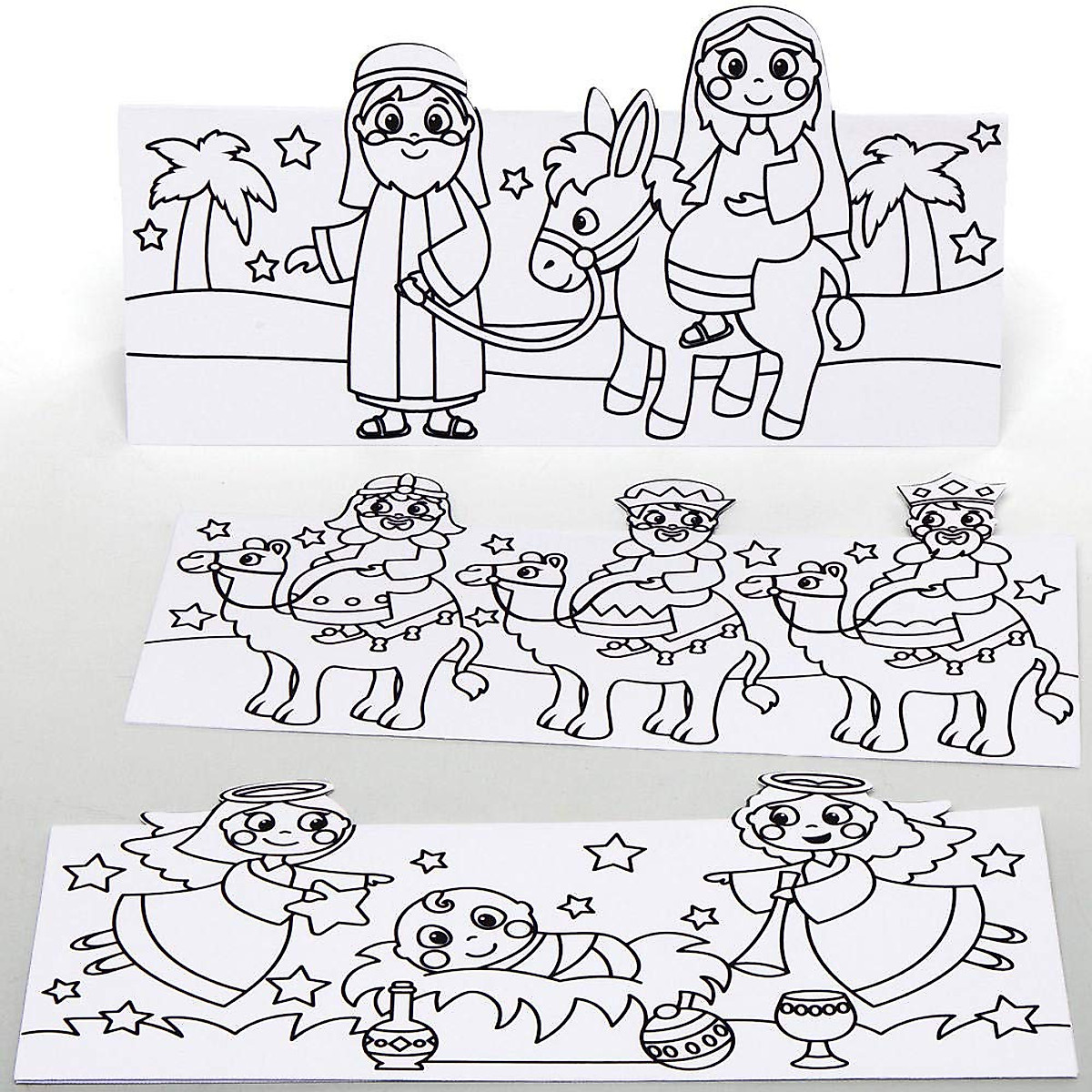 Baker Ross AX564 Nativity Pop up Cards - Pack of 10, Christmas Cards for Kids to Color in, Great for Arts and Crafts