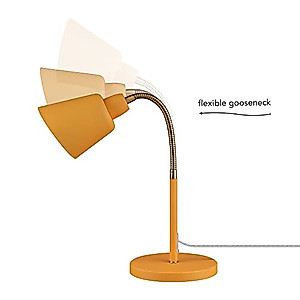Novogratz x Globe 56083 16" Desk Lamp, Matte Orange, Adjustable Brass Gooseneck, in-Line On/Off Rocker Switch, Home Office Accessories, Desk Lamps for Home Office, Home Décor, Adjustable Lamp
