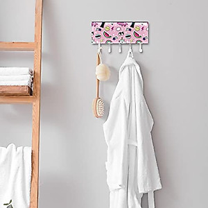 Cute Unicorn Lips Stickers Rack Organizer with 5 Hooks Wall Bathroom Kitchen Shelf Rack Multifunctional Storage Shelf
