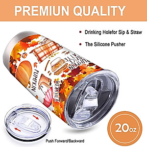 YILOWEMY Fall Tumbler 20 oz, Fall Pumpkin Leaves Gift for Women Men, Fall Harvest Tumbler, Fall Coffee Travel Mug, Autumn Gifts for Thanksgiving Halloween Christmas