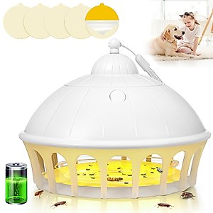 Upgraded Flea Traps for Inside Your Home,Flea Treatment with Light and 5 Flea Trap Refills,Flea Light Trap for Indoor,Flea Bombs for Home,Flea Killer Traps for Home, Friendly to Pets & Children