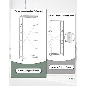 Crestlive Products Tall Dresser Vertical Storage Tower - Sturdy Steel Frame, Wood Top, Easy Pull Fabric Bins - Organizer Unit for Bedroom, Hallway, Entryway, Closets - 5 Drawers(White)