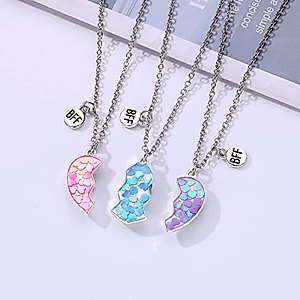 DOYYCA Friendship Necklace Best Friend Necklace Gifts for 3 Girls Magnetic Matching Heart Pendant BFF Necklaces for Sister (A: Heart)