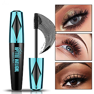 Blue And Black Tube Mascara 4d Non Clumping Thick Curling Long And Long Lasting Makeup 3d Fiber Mascara (C9-Dark Blue, One Size)