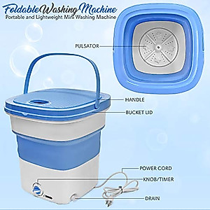 Pyle Portable Mini Washing Machine Lightweight Collapsible Bucket - Perfect for Camping, Travelling, Apartment, Dorm USA Brand - Pure Clean PUCWM33