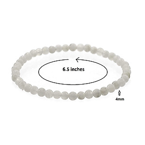 LTC Designs Glossy 4mm Round Moonstone Stretch Bracelet, 6.5"
