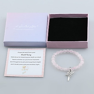 ARHTF Tooth Fairy Bracelet Tooth Fairy Letter First lost Tooth Gift from Tooth Fairy Gift (Pink toothfairy)