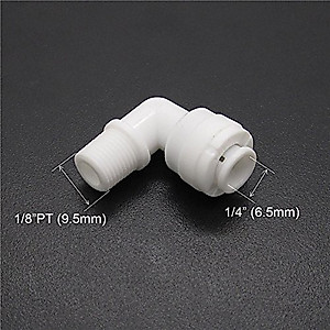 1/8-Inch Male Thread to 1/4-Inch Tube Elbow Quick Connect Fitting for Reverse Osmosis Water Valve Filter Pack of 5