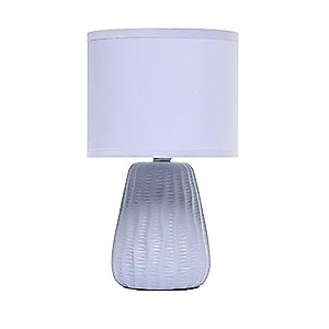 Simple Designs LT1138-PWK 11.02" Traditional Mini Modern Ceramic Texture Pastel Accent Bedside Table Desk Lamp w Matching Fabric Shade for Decor,Bedroom, Nightstand, Living Room, Entryway, Periwinkle