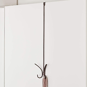 iDesign Axis Easy Reach 24" Quad Hook, Over the Door Towel Holder or Coat Rack for Bathroom, Bedroom, Office Closet Storage, 4.7" x 3.8" x 24", Bronze