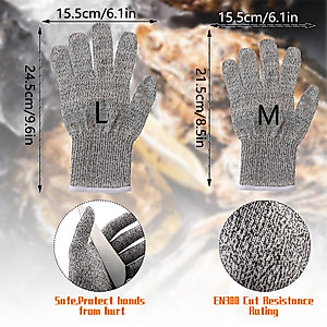 6pcs Oyster Shucking Knife Gloves Set,2pcs Stainless Steel Oyster Knives with Wooden Handle,2 Pairs Level 5 Cut Resistant Protection Gloves M&L,Knife Shucker for Seafood Oysters Clam Shell Shucking