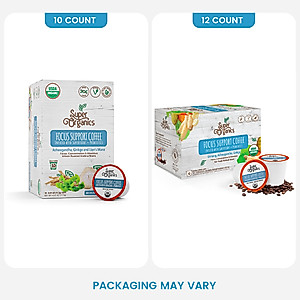 Super Organics Focus Support Coffee Brew Cups With Superfoods & Probiotics, Keurig K-Cup Compatible, Adaptogens, Medium Roast, USDA Certified, Vegan, Non-GMO, 10 count