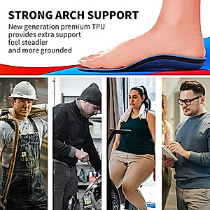 Walkomfy Heavy Duty Support Pain Relief Orthotics - 210+ lbs Plantar Fasciitis High Arch Support Insoles for Men Women, Flat Feet Orthotic Insert, Work Boot Shoe Insole, Absorb Shock with Every Step