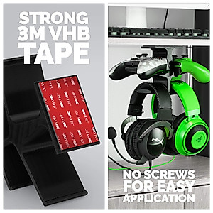 BRAINWAVZ [EOL] The Anvil - Under Desk/Shelf Dual Gamepad Controller & Dual Headphone Hanger Holder Stand - Designed for Xbox ONE PS4 PS3 PS5 Dualshock DualSense HyperX PC Steelseries Razer [EOL]