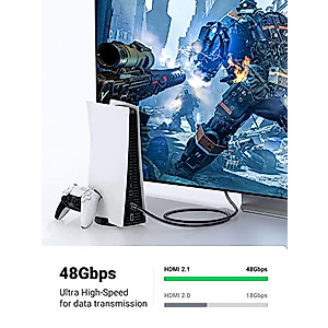 UGREEN 8K HDMI 2.1 Cable Certified 6.6FT Ultra High Speed HDMI Cord 4K 120Hz 48Gbps HDCP 2.2&2.3 eARC HDR Dolby Compatible for PS5 Xbox Series X Nintendo Switch Roku TV Laptop Monitor