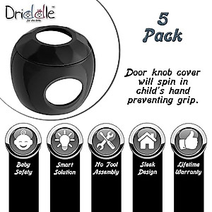 Black - Door knob Baby Safety Cover - 5 Pack - Deter Little Kids from Opening Doors with A Child Proof Door Handle Lock - Driddle