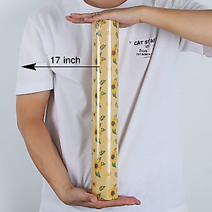 Aimyoo Kraft Floral Wrapping Paper Jumbo Roll, All Occasion Sunflower Flower Gift Wrap Paper for Wedding Bridal Shower Birthday, 17 in x 60 ft