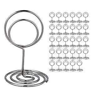 UMETDO 30PCS Table Number Holders Place Card Holder - Photo Holders for Tables, Cards Stand Name Menu Clips, Table Sign Holders for Wedding Anniversary Birthday Party, Silver