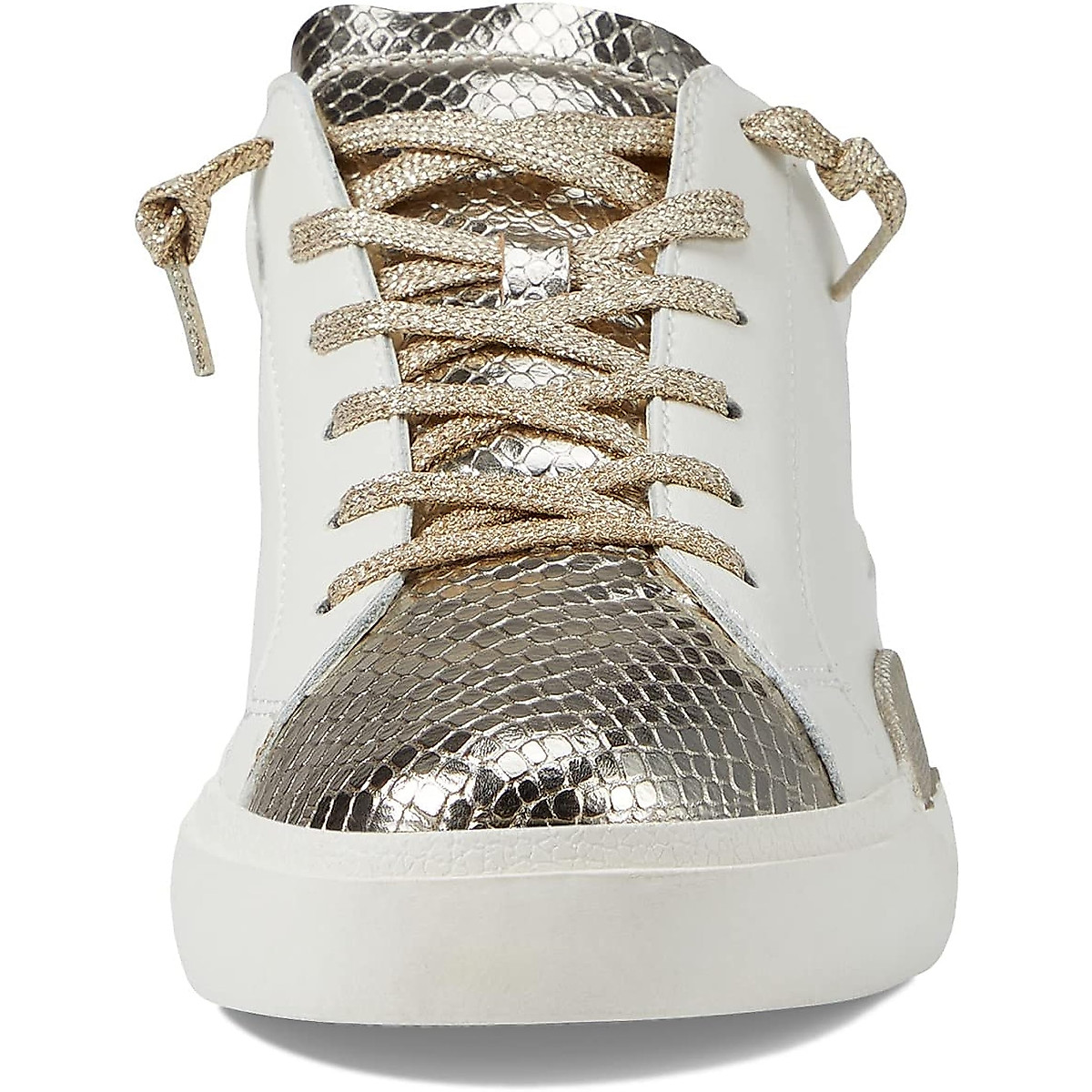 Dolce Vita Women's Zina Sneaker, White/Gold Leather, 8