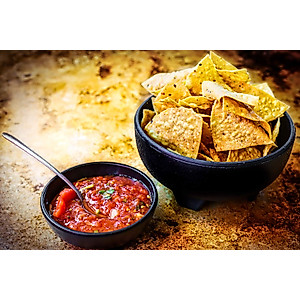 LavoHome 6 Pack of Salsa Bowls, Black Plastic Mexican Molcajete Chips Guacamole, Serving Dish, Sauce Cup, Side dish, Snack, Chips, Dip, Nuts or Candy. Great to use at any event