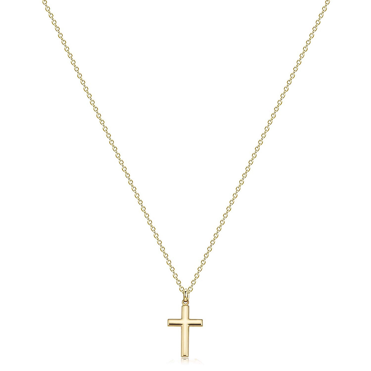 Fettero Cross Necklace Gold Faith Pendant 14K Gold Plated Dainty Chain Minimalist Simple Tiny God Lords Prayer Religious Jewelry