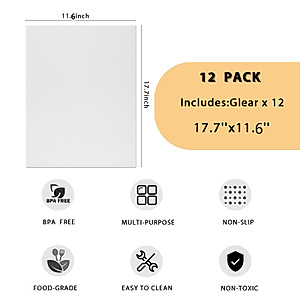 12 PCS Refrigerator Liners,Cailide Washable Mats Covers Pads,Home Kitchen Gadgets Accessories Organization for Glass Shelves Multi-Use Shelf Drawer Fridge Liners (White, 12 Pack (17.7"×11.6"))