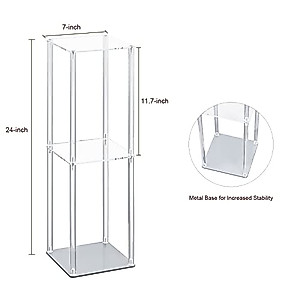 Aquiver Small Acrylic Drink Table - Square Sofa Side Table for Small Space, Living Room, Bedroom - Metal Base, 7'' L x 7'' W x 24'' H