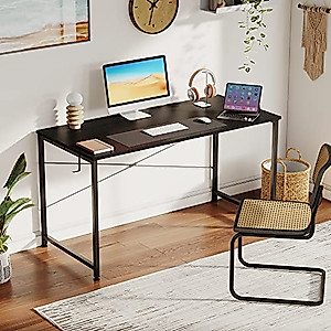 Flrrtenv 39 Inch Computer Desk, Home Office Desk, Small Writing Desk, Wood PC Desk, Modern Simple Study Desk, Black