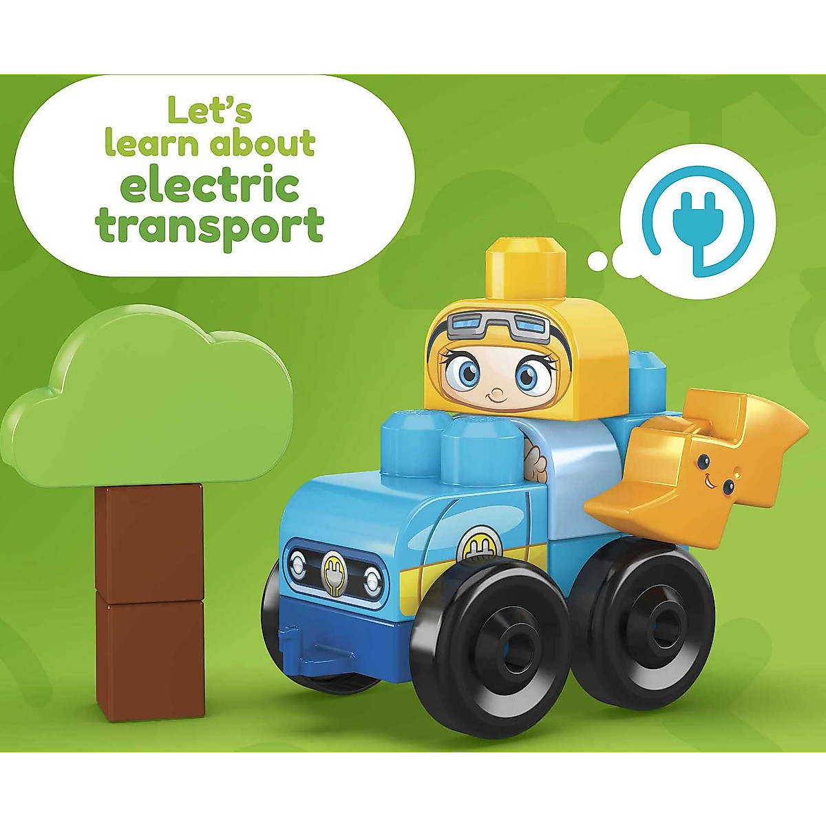 Mega BLOKS Fisher-Price Toddler Blocks Toy Set, Green Town Build ‘n Learn Eco House with 88 Pieces, 4 Figures, Ages 1+ Years