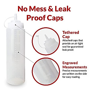 Reli. Plastic Squeeze Bottles, 24 oz. | 10 Pack | Condiment Squeeze Bottles for Sauces | Clear w/Tethered Caps | 24 Ounce Hot Sauce, Ketchup Bottles |Squirt Bottles for Condiments, Olive Oil, Liquids