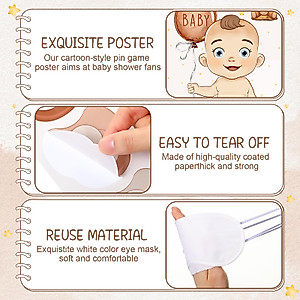 Faccito Pin The Pacifier Baby Shower Games Bear Baby Shower Decoration Include Brown Poster 24 Pacifier Stickers Blindfold Pin The Pacifier on Baby Game for Bear Baby Shower Birthday Party Supplies