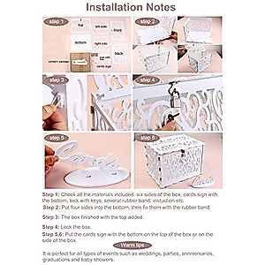 OurWarm DIY White Wedding Card Box with Lock PVC Card Box Graduation Card Box Perfect for Weddings, Baby Showers, Birthdays, Bridal or Baby Showers