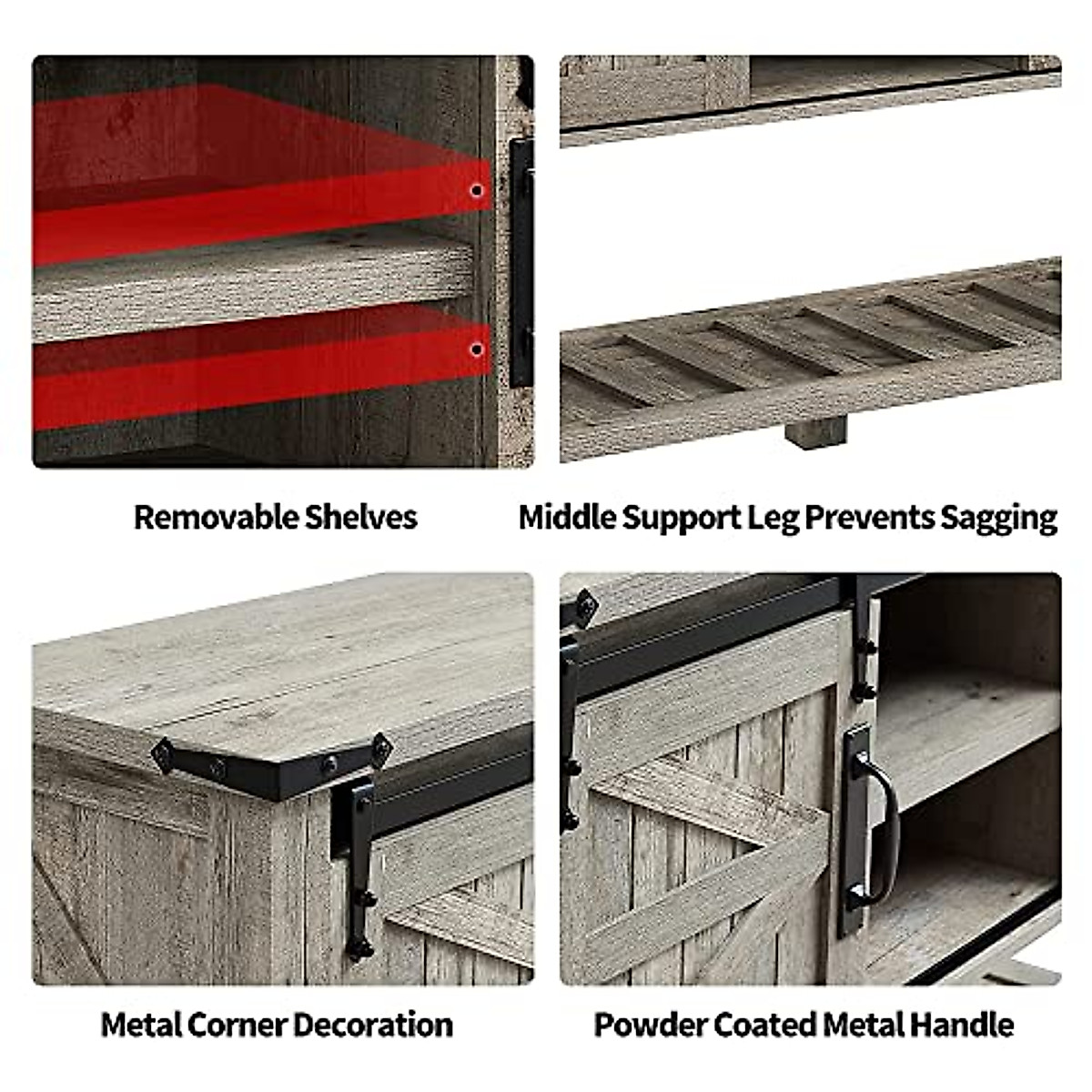 OKD Farmhouse Console Entryway Table with Sliding Barn Doors, Rustic Entry Sofa Tables Buffet Sideboard for Hallway, Foyer, Couch, Entrance, Living Room, Dining, Kitchen, 46 Inch, Light Rustic Oak