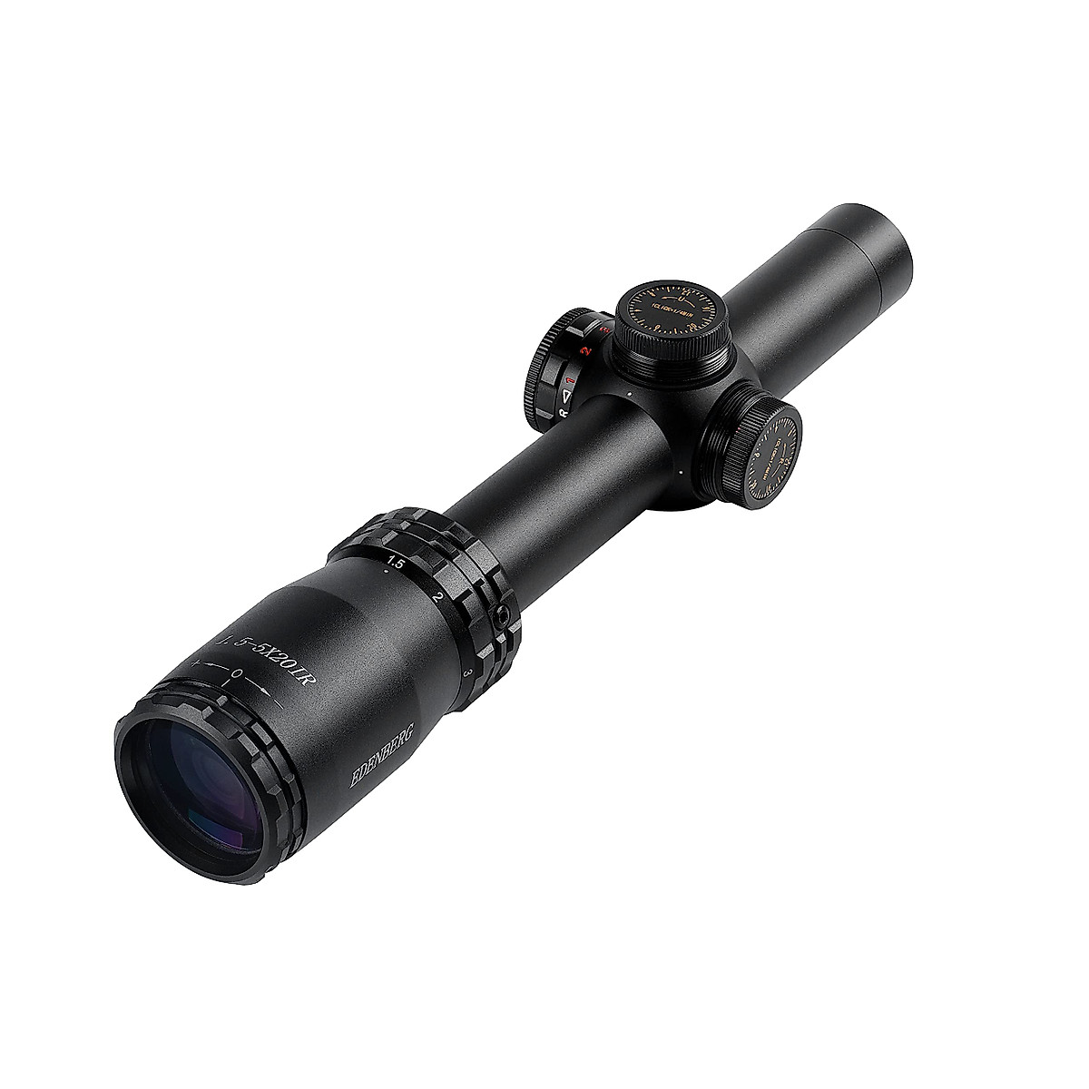 Edenberg 1.5-5X20mm 1-inch Tube Rifle Scope for Hunting and Tactical Shooting 100% Waterproof Fogproof Shockproof Construction with Wide Filed of View with Green and Red Illumination Reticle