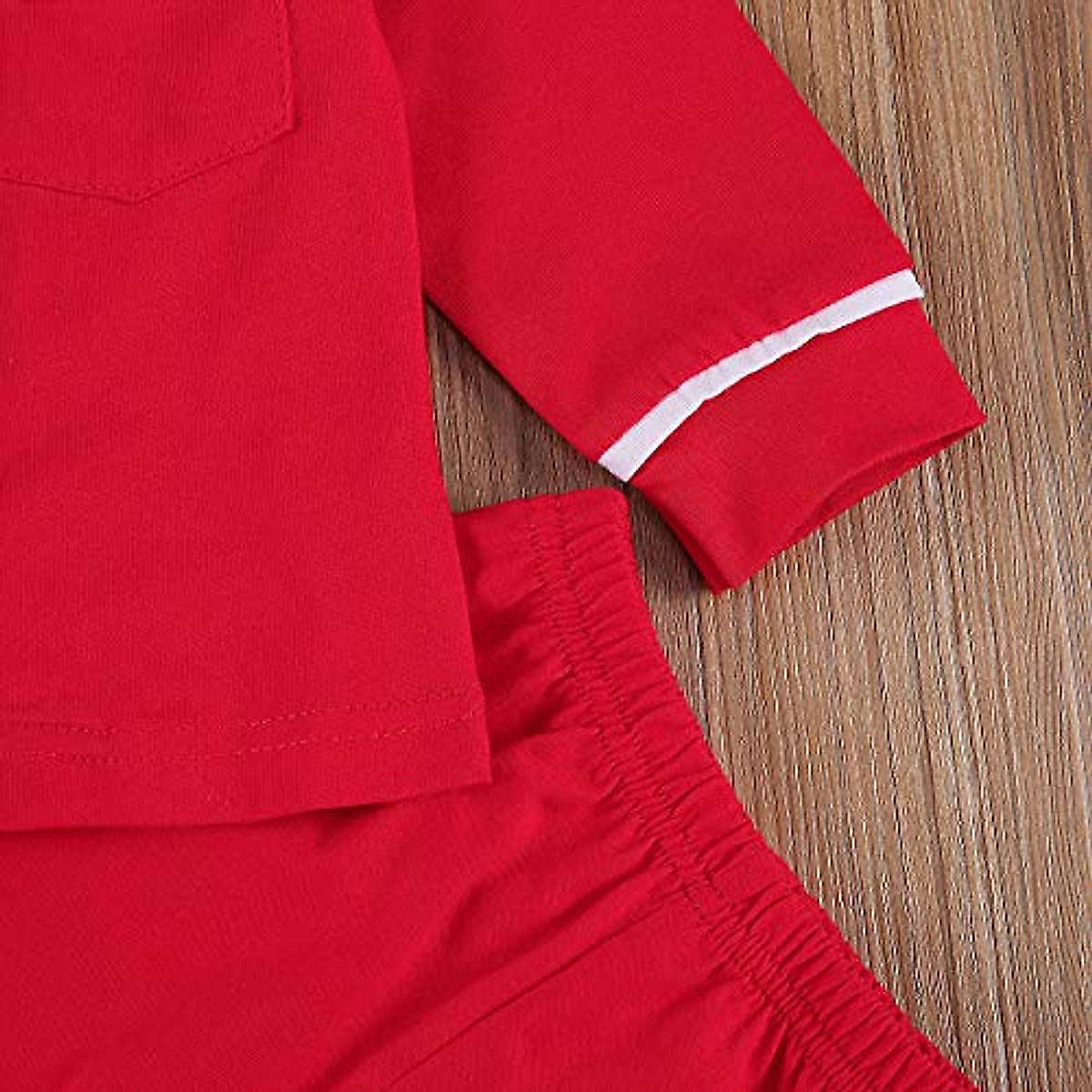 Toddler Baby Button-Down Pajamas Set, Cotton 2-PCS-PJs Set Shirt and Pants Sleepwear for Unisex Kids (Red,18-24 Months)